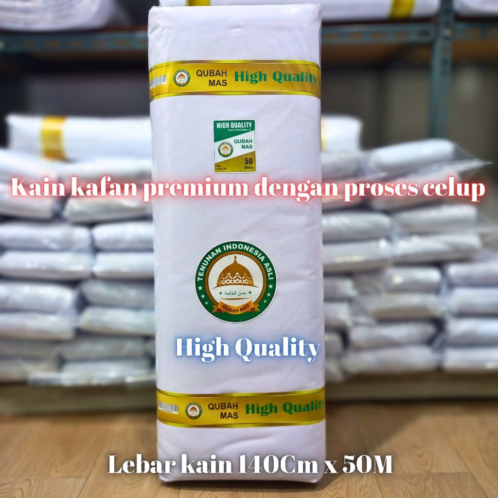 Jual kain kafan 1 roll Lebar 140cm x 50 m premium cap Qubah Mas ...