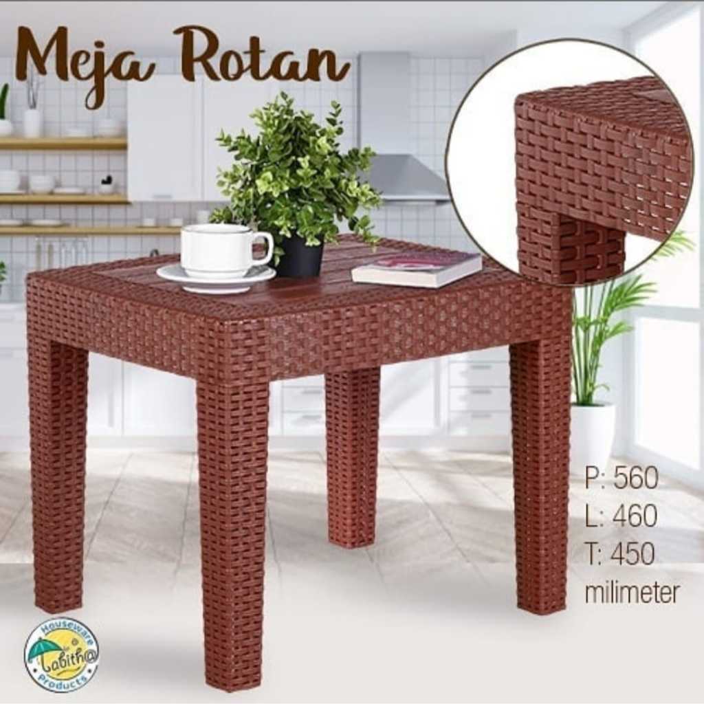Jual meja plastik motif rotan merk tabitha / meja teras | Shopee Indonesia