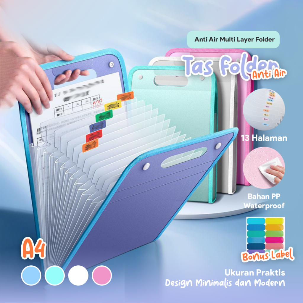 Jual Tas File Handle Warna Transparan Anti Air Multi Layer | Folder Tas ...