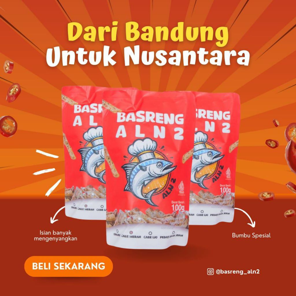 Jual BASRENG ALN2 standing pouch / 100 gram ( pedas cabe merah , pedas ...