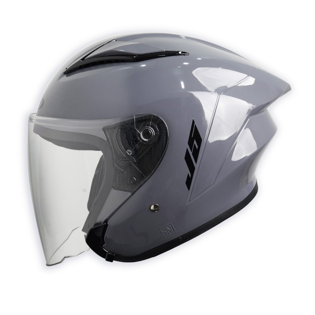 Jual Helm Half Face MLA ST Solid Terbaru Grey Glosy Visor Bening (SNI ...