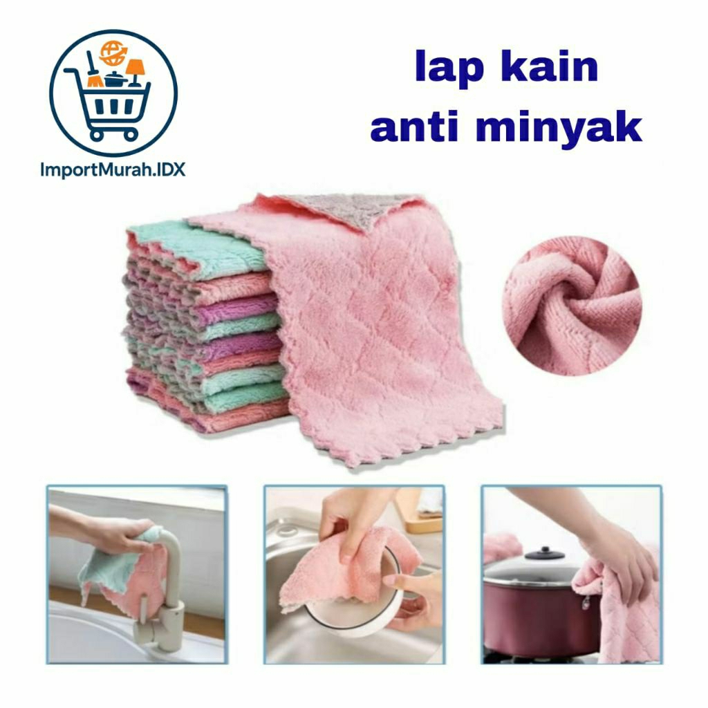 Jual Kain Lap Microfiber Cuci Piring Anti Minyak Dapur Tangan | Shopee ...
