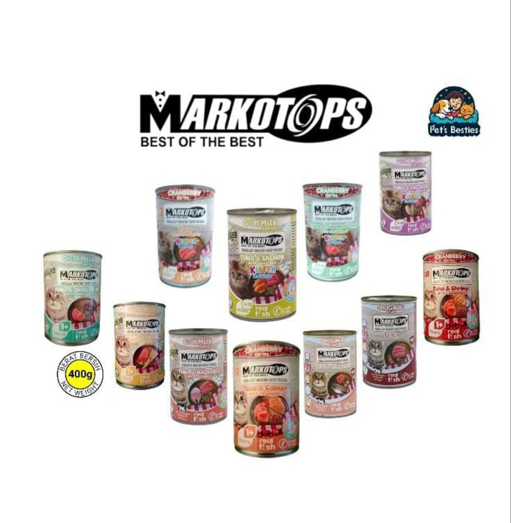 Jual MARKOTOPS Makanan Kucing Basah Kaleng 400gr Beli 12pcs Free Creamy ...