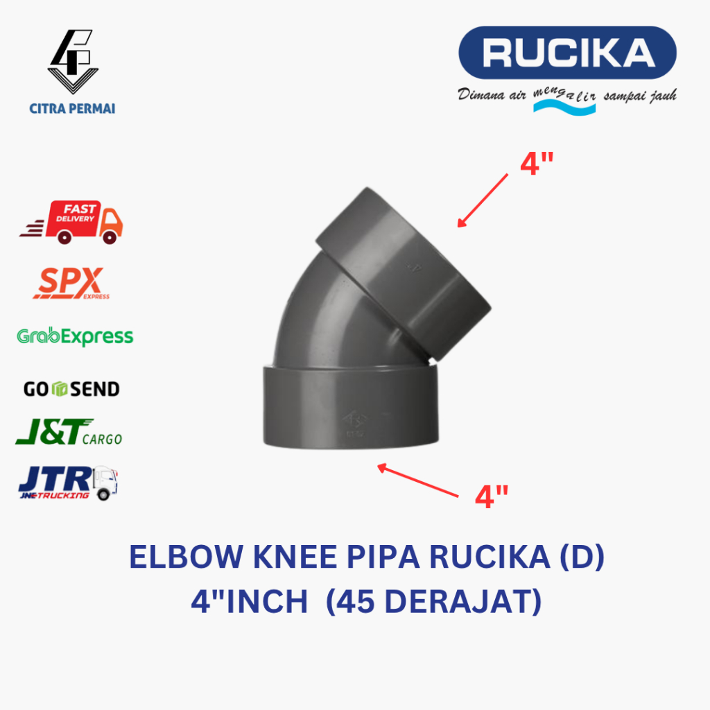 Jual ELBOW PIPA RUCIKA (D-45L) 4"INCH 45 DERAJAT / KNEE ELBOW PIPA 4" 45 DERAJAT | Shopee Indonesia