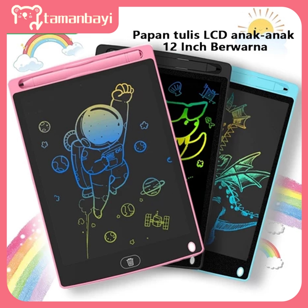 Jual LED Drawing Tablet Children Drawing Erase 12 Inch Berwarna With ...