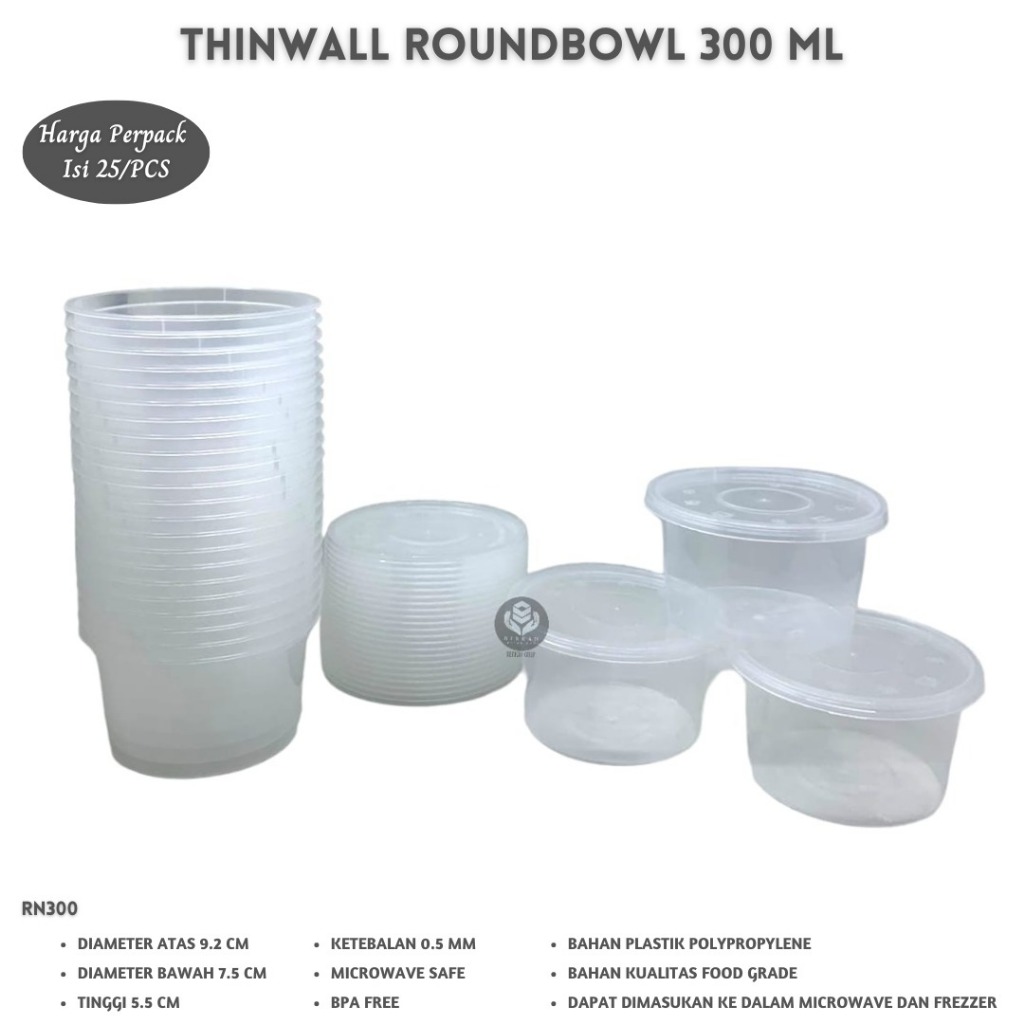 Jual Thinwall Roundbowl 300 Ml Food Container (Isi 25 Pcs-RN-300 ...