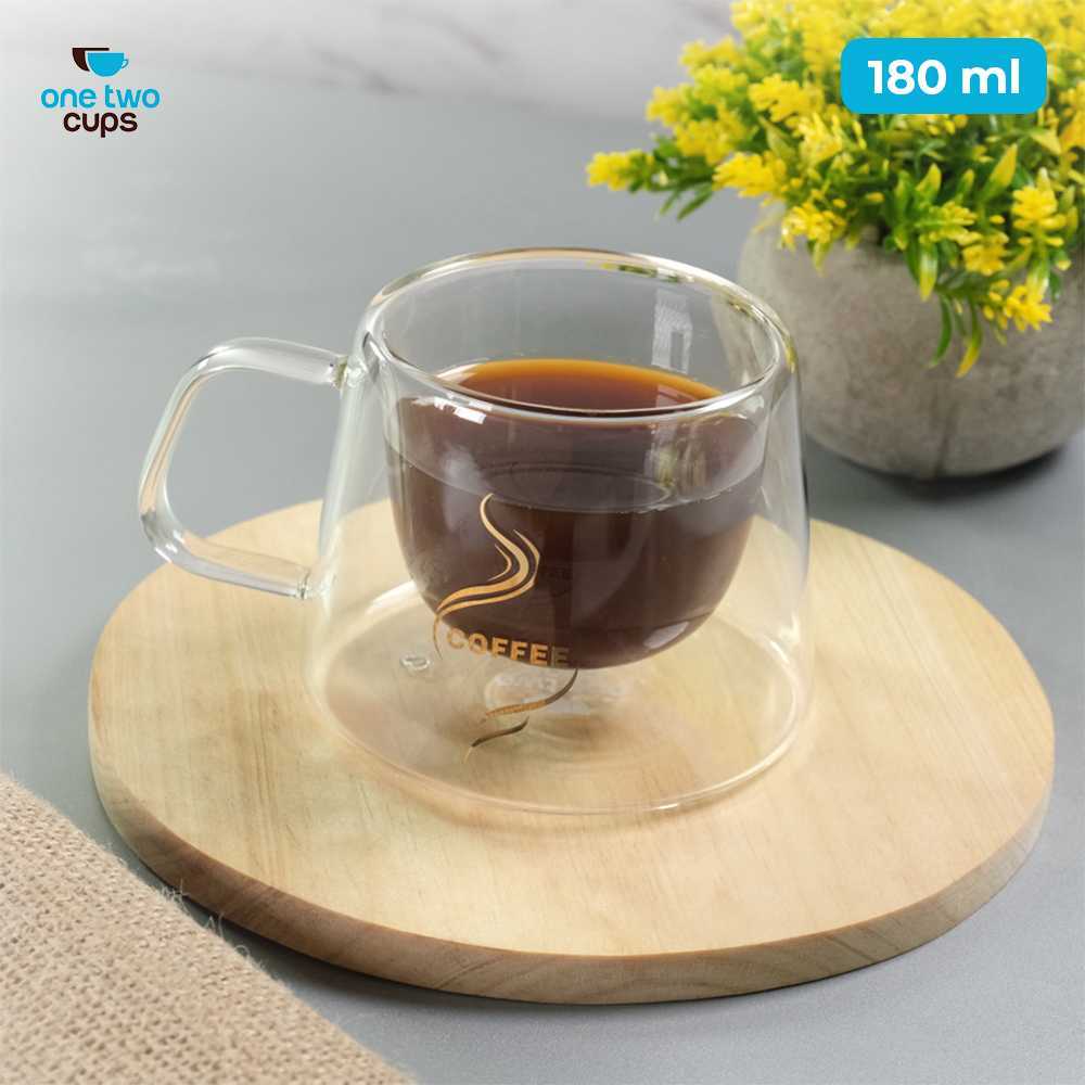 Jual TD - PR One Two Cups Cangkir Kopi Kaca Tahan Panas Double Wall Cup 180ml - DOME240 | Shopee ...