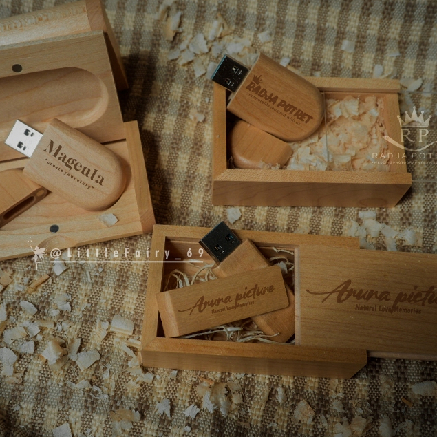 Jual [Little Fairy] Flashdisk Kayu Box Free Gravir Usb 3.0 / USB Wooden ...