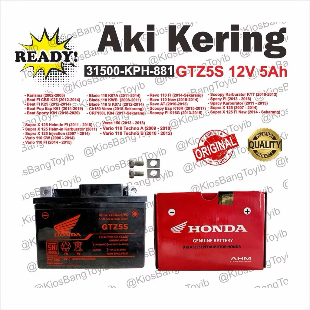 Jual AKI MOTOR MERK HONDA AHM GTZ5S TYPE KERING | Shopee Indonesia
