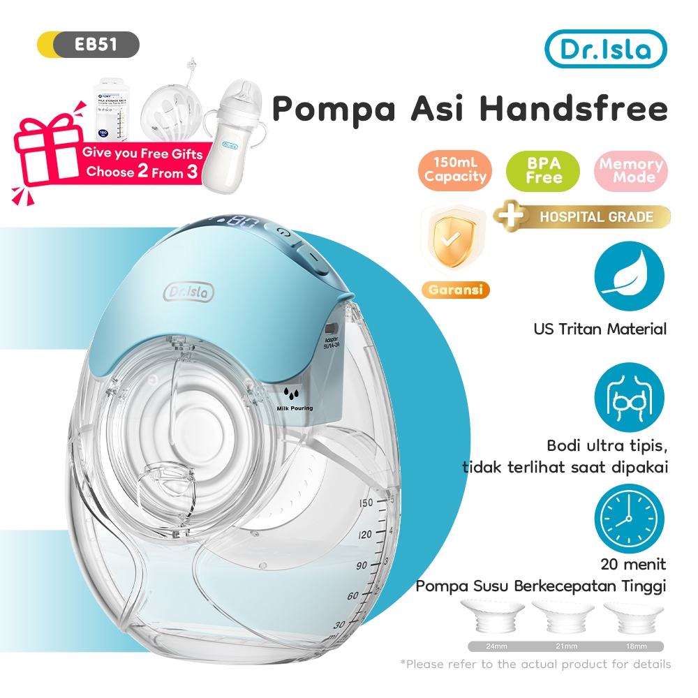 Jual Dr.isla Pompa Asi Elektrik Handsfree Tritan Material Ekstra Tipis ...
