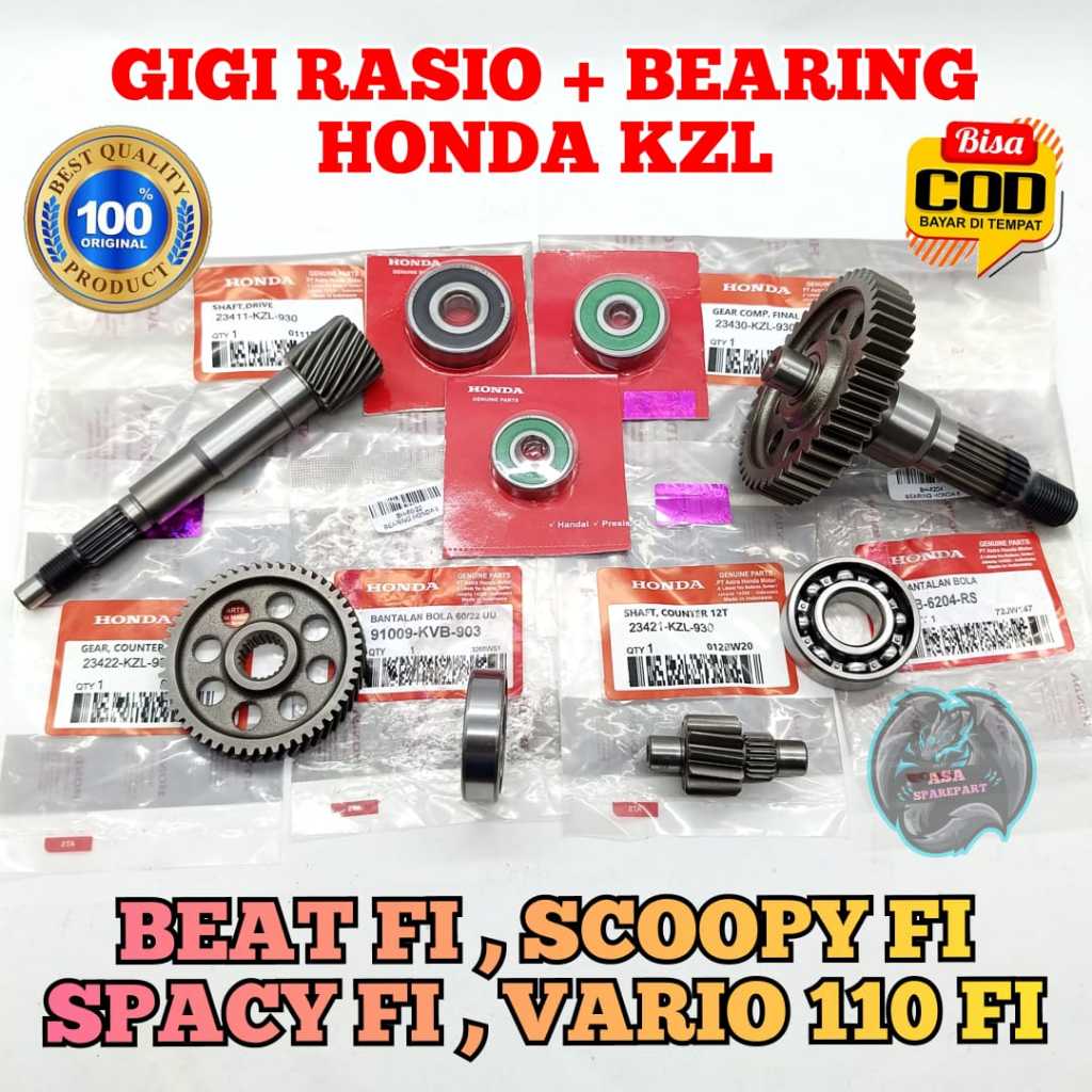 Jual GIGI Rasio Set KZL + BEARING SET ASLI ORIGINAL motor HONDA Beat fi ...