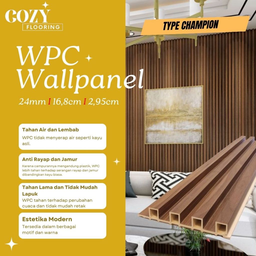 Jual WPC Wallpanel champion panjang 2,9m per batang | wood panel ...