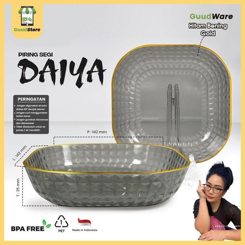 Jual 6-12 Pcs Daiya Piring Segi empat Crystal Anti pecah / piring kue ...