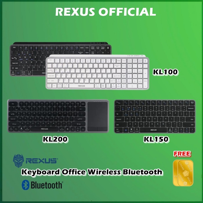 Jual Rexus KL100 KL150 KL200 Keyboard Office Wireless Bluetooth Dual ...
