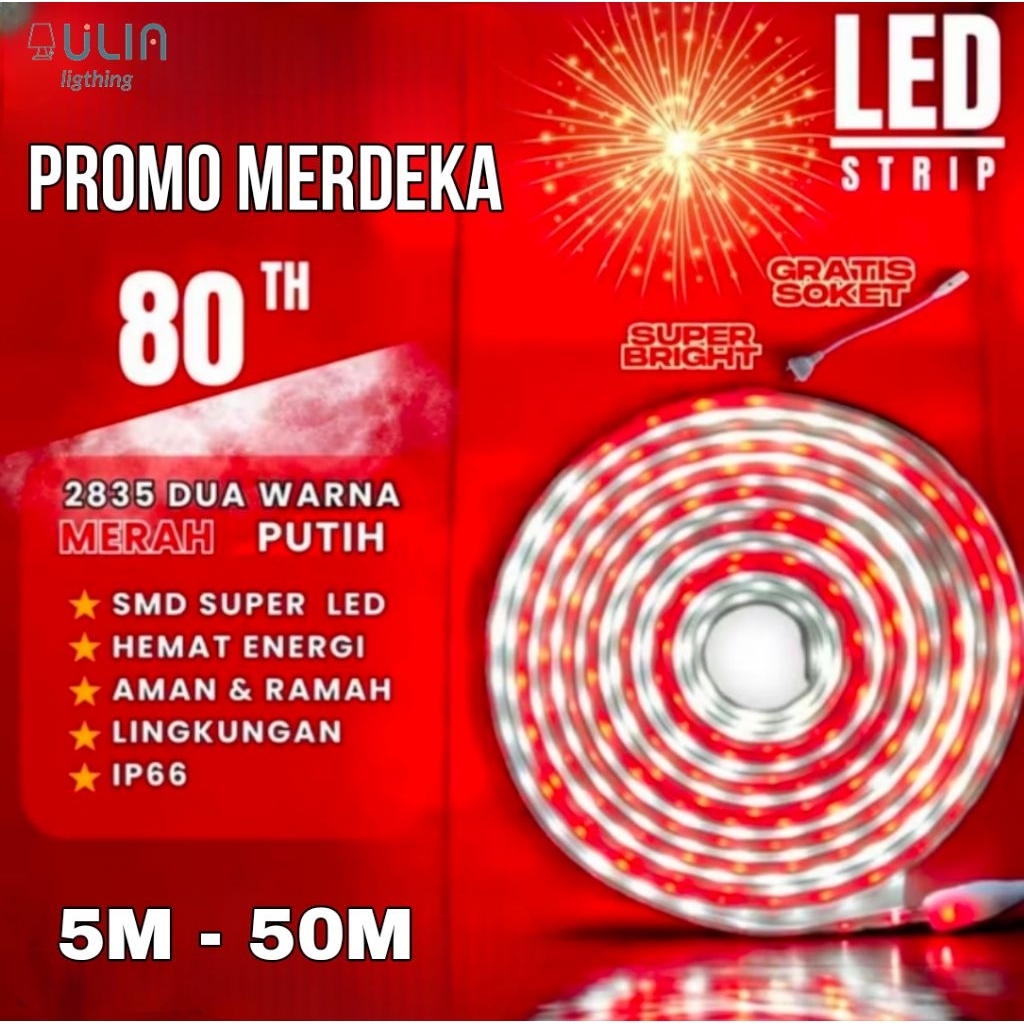 Jual MERDEKA SALE Lampu LED Strip Selang LED 220V Merah Putih & RGB 5M ...