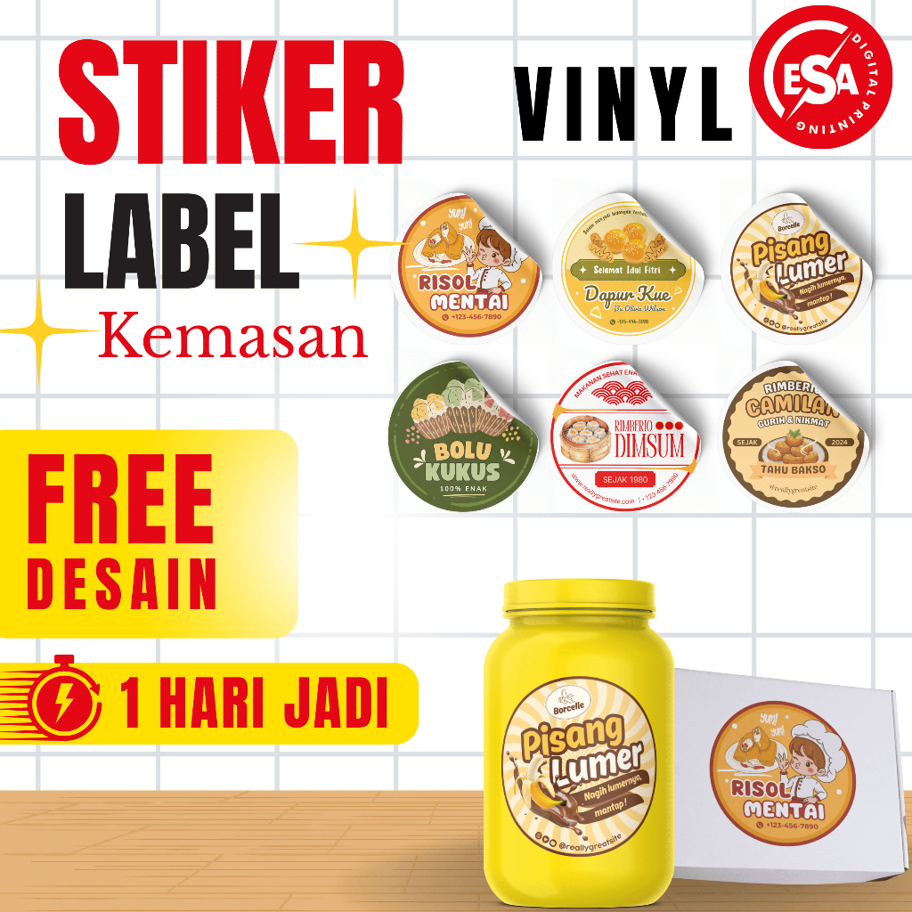 Jual Cetak Stiker Label Usaha Makanan Vinil / Cut Sticker Vinyl A3 ...
