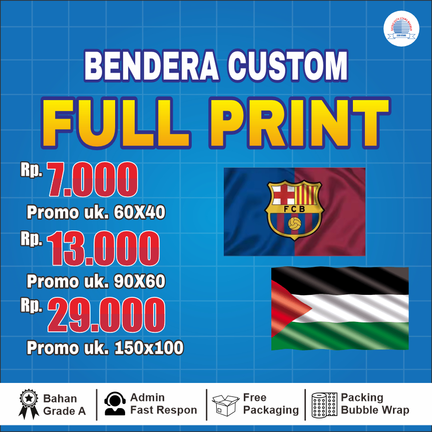 Jual CETAK BENDERA CUSTOM FULL PRINT (FREE DESIGN & TERMURAH) | Shopee ...