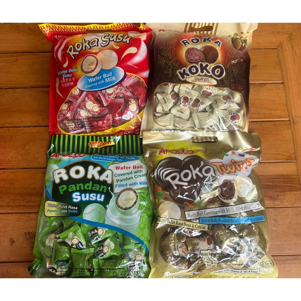 Jual Apollo Roka Wafer Ball 250gr isi 50pcs Wafer Bulat isi Susu ...