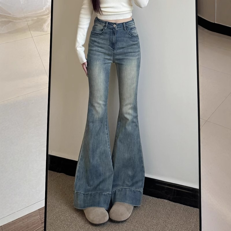 Jual lulu-jeans Highwaist Celana Cutbray Jeans Wanita Biru retro Import ...