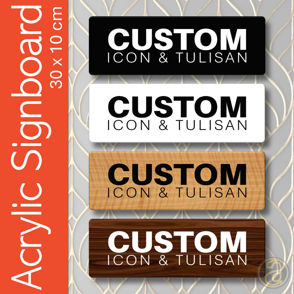 Jual Custom Sign Akrilik 10x30cm - Papan Tulisan Tempel Pintu Atau ...