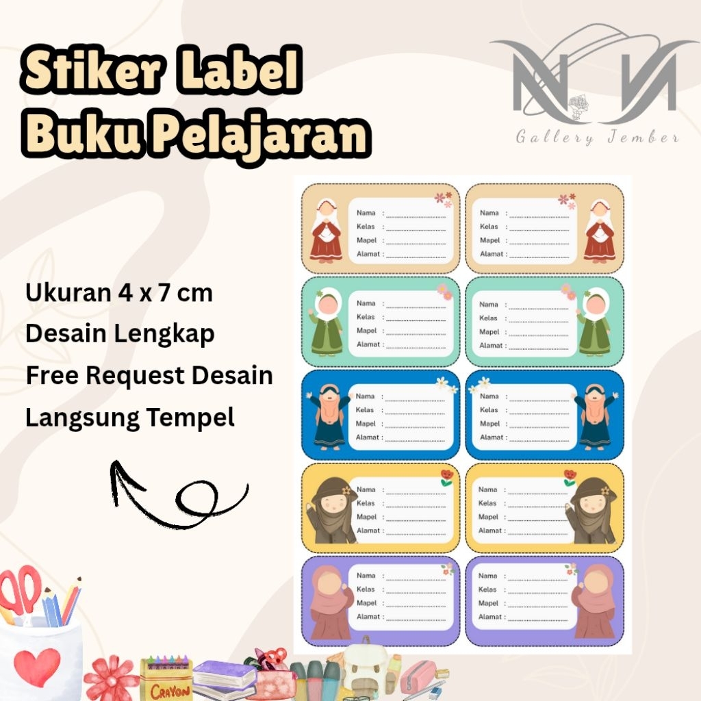 Jual Stiker Label 20 Pcs Buku Pelajaran/Stiker Nama Buku Pelajaran ...