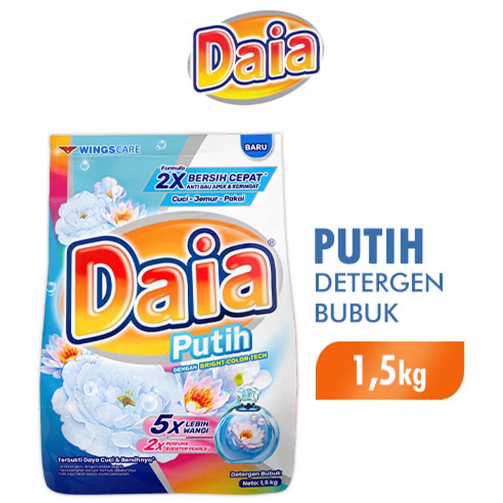 Jual Daia Detergent Bubuk Putih Extrak Pemutih 1.5KG | Shopee Indonesia