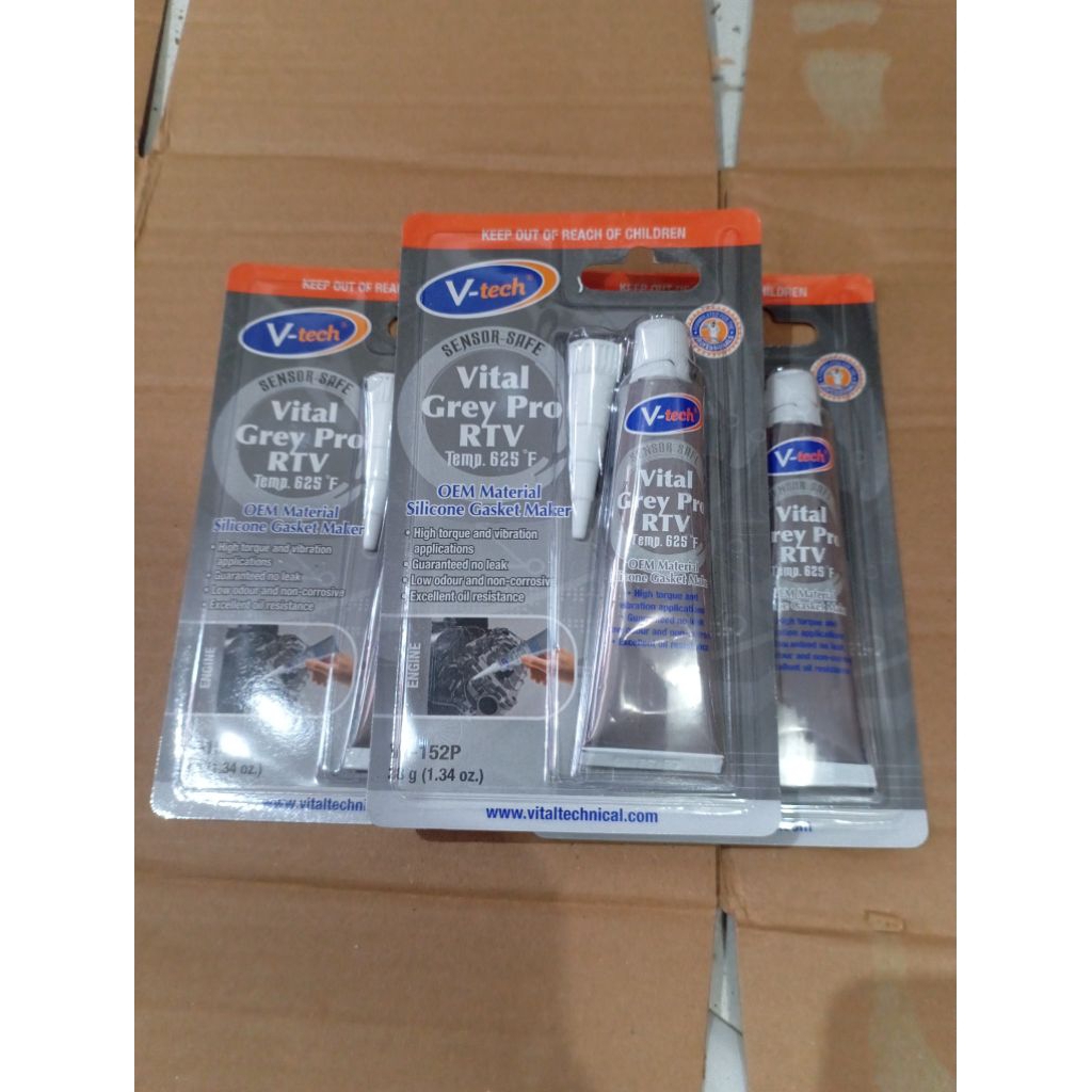 Jual V-Tech vital grey pro RT Temp 625°F Silicone Gasket Maker VT-152P (38g) | Shopee Indonesia