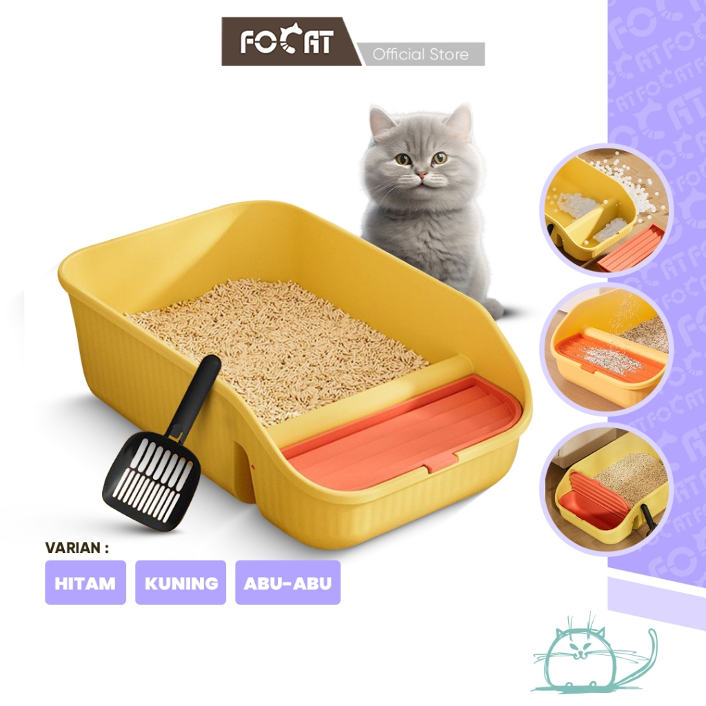 Jual FOCAT Pet Litter Box Kucing Extra Besar M38 Cat Litter Box ...