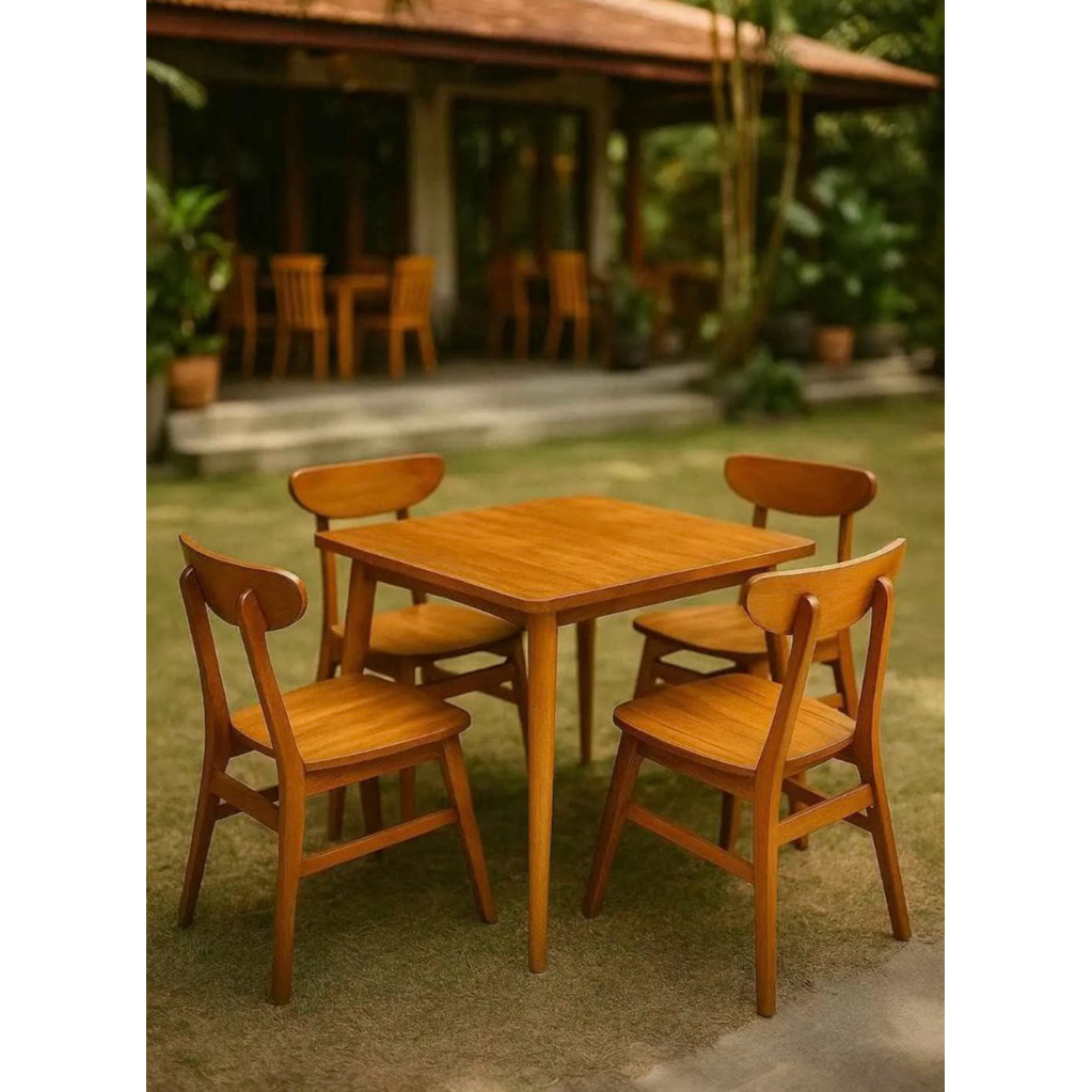 Jual DINING SET MINIMALIS / MEJA MAKAN TEBAL 3CM / KURSI CAFE JATI ...