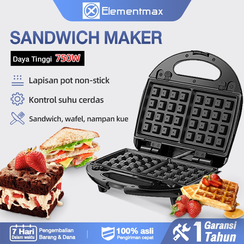 Jual Elementmax Breakfast Sandwich Maker 3 in 1 Memanggang Pemanggang ...