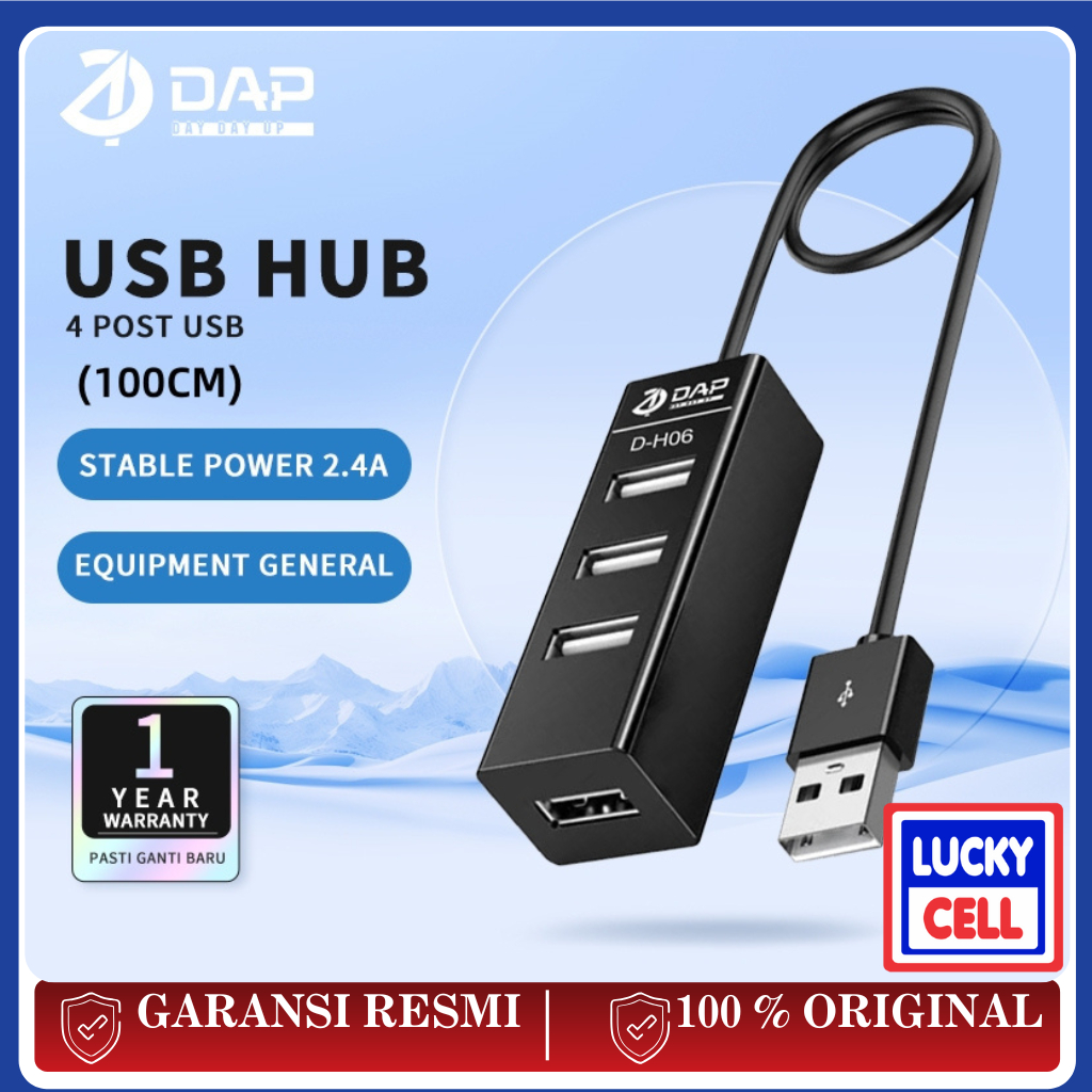 Jual DAP D-H06 USB HUB 4 Port USB 2.4A Lenght 100cm Smart Charging ...