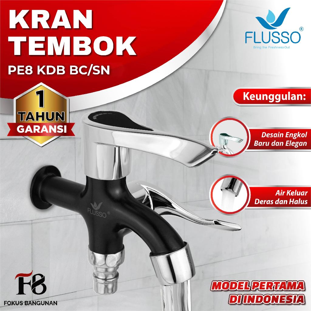 Jual Flusso Kran Cabang Shower Stainless Darat 1/2 | Kran Tembok Double ...