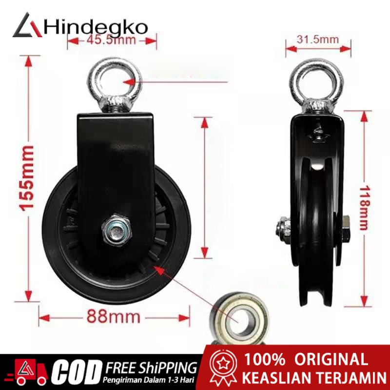 Jual 88mm Single Katrol Pulley Cable Home Gym Roda Katrol Bearing ...