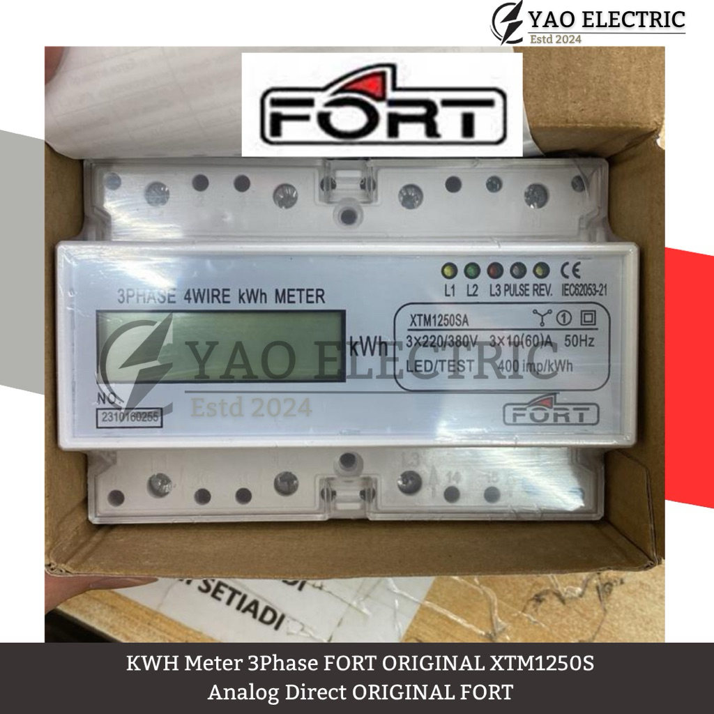 Jual KWH Meter 3Phase FORT ORIGINAL XTM1250S Analog Direct ORIGINAL FORT 220VAC | Shopee Indonesia