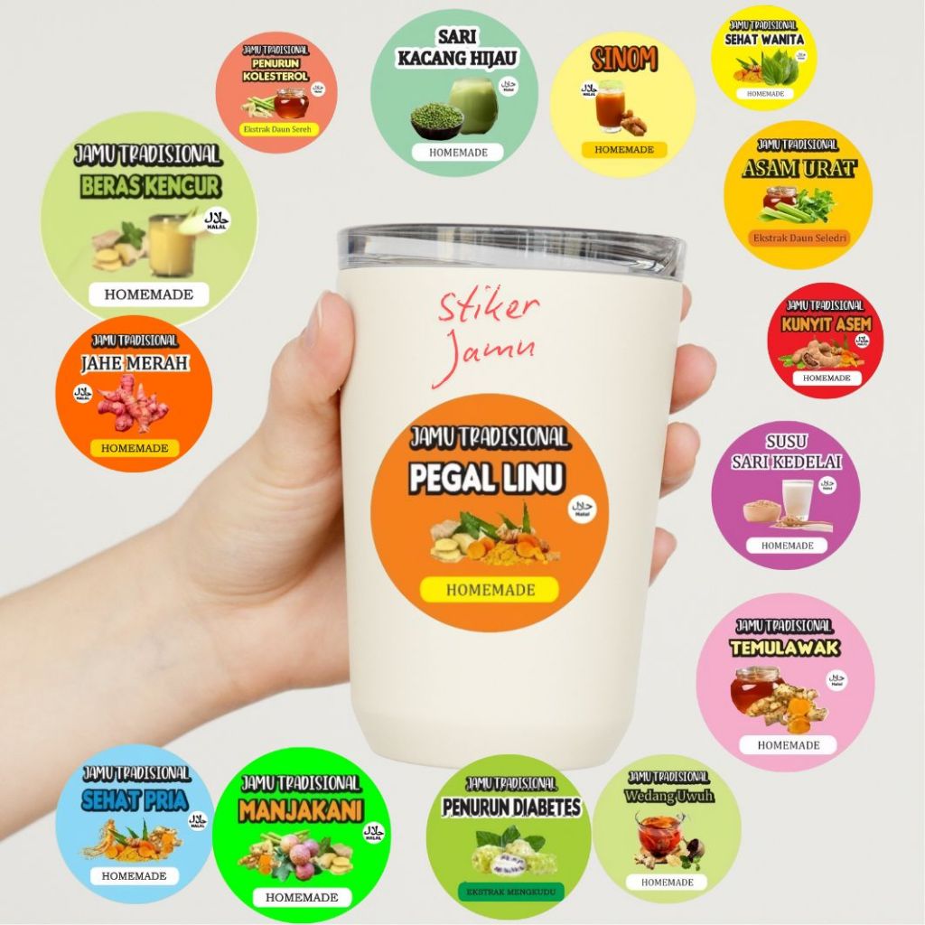 Jual ( isi 40pcs) AENPRINT - Stiker jamu bulat minuman jamu jamu herbal ...