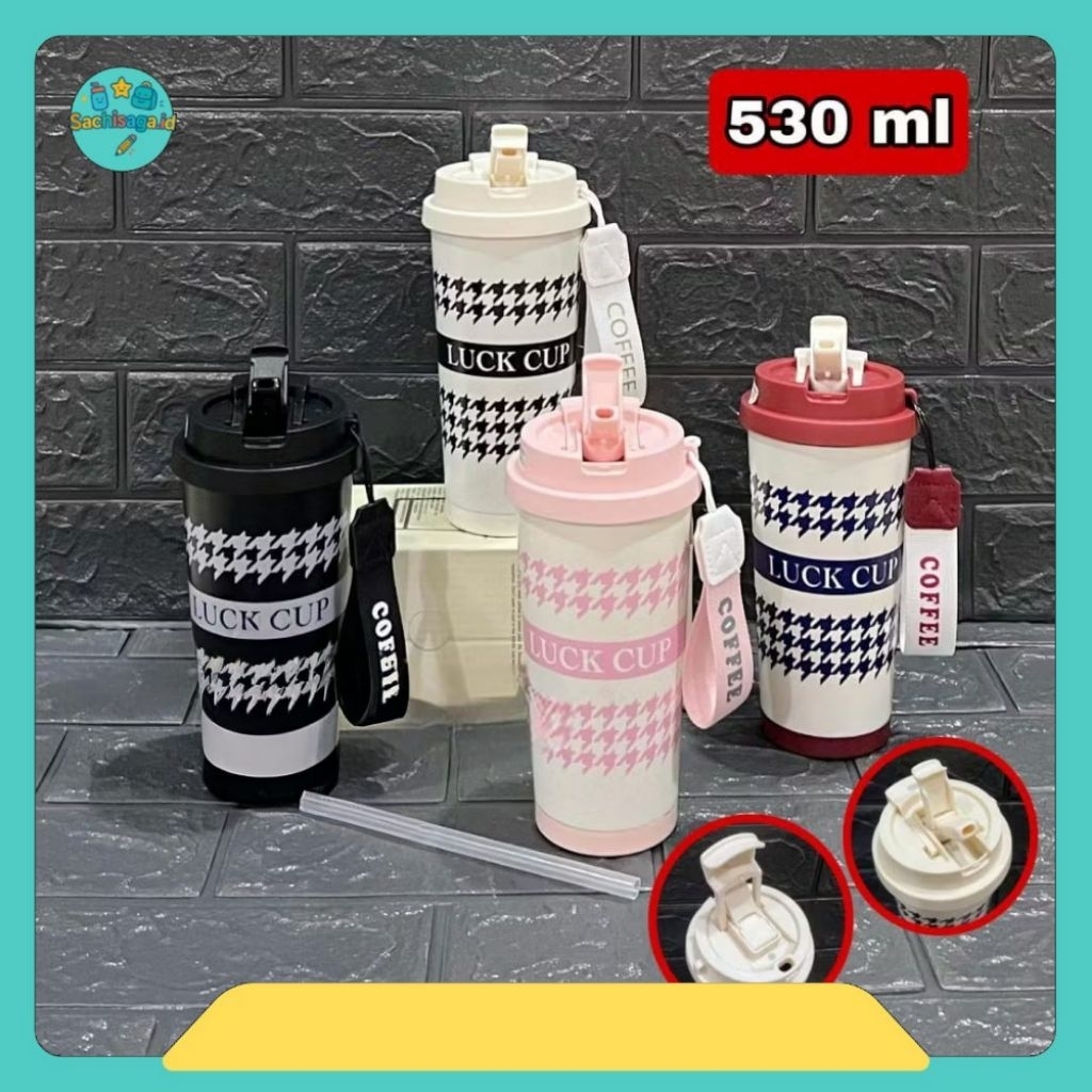 Jual Tumbler Lucky Cup Stainless Steel SUS 316. Termos Kopi 530ML Mug Gelas Tahan Panas Dingin ...
