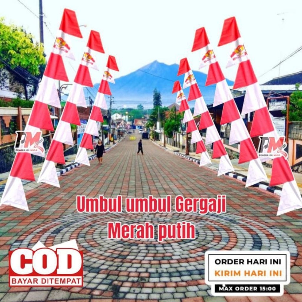 Jual Bendera Umbul Umbul Garuda Merah Putih / Bendera Merah Putih Umbul-Umbul Zig Zag isi 10-20 ...
