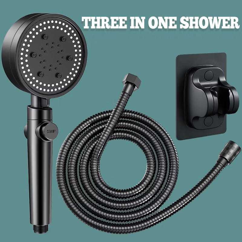 Jual 3In 1 Kepala Shower Set Mandi Hitam Premium Shower Head Set 5 Mode Adjustable Shower Dengan ...