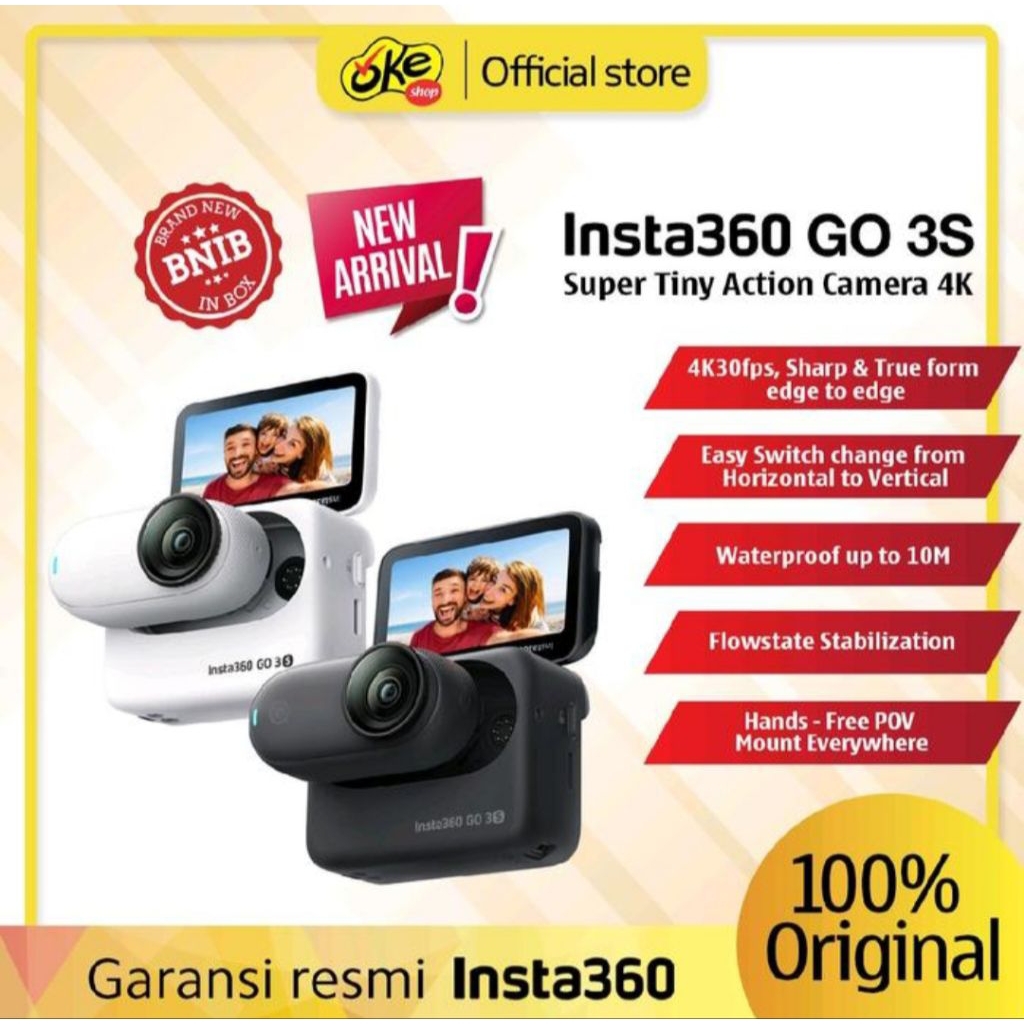 Jual Insta360 GO 3S Tiny Action Camera 4K Ultra HD Waterproof - Garansi Resmi | Shopee Indonesia