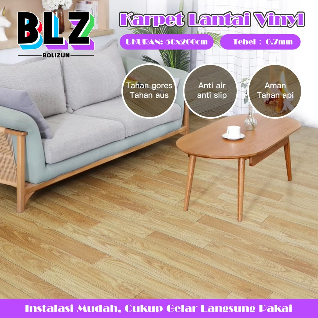Jual BOLIZUN Karpet Lantai VINYL Lantai Motif Kayu 50x200 - Anti slip ...