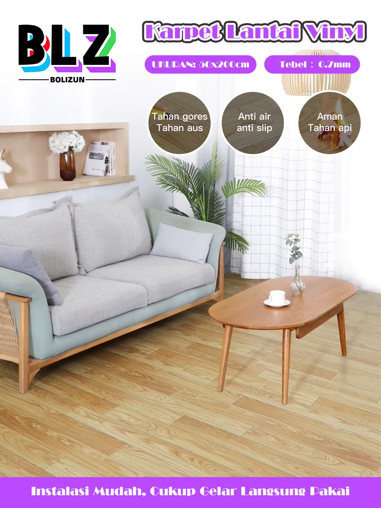Jual BOLIZUN Karpet Lantai VINYL Lantai Motif Kayu 50x200 - Anti slip ...