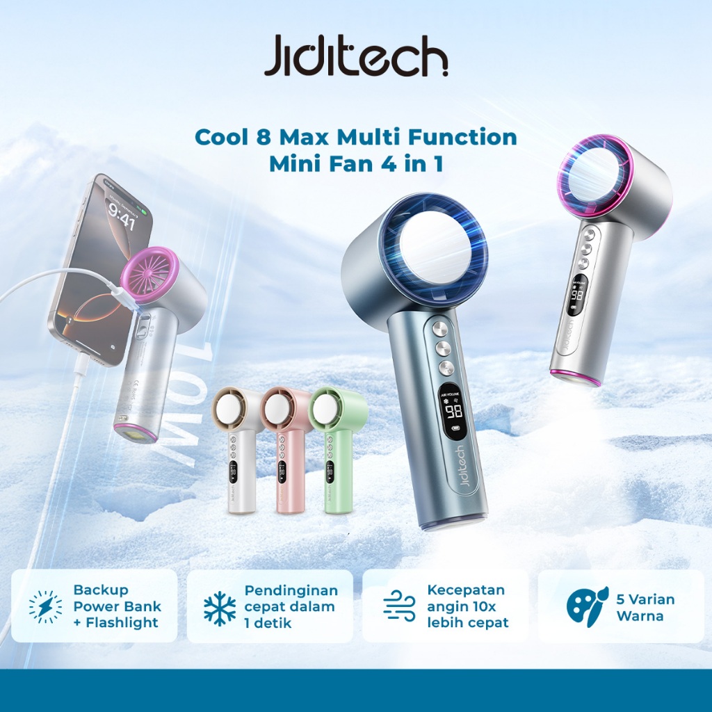 Jual JIDITECH Cool8Max Kipas Mini Powerbank Senter Portable Turbo High ...