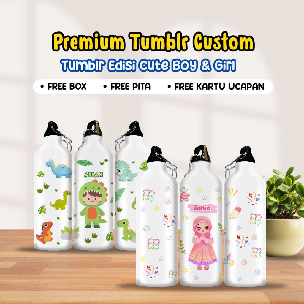 Jual Tumblr Custom 750 ml Tema Cute Boy & Girl – Bisa Custom Nama ...