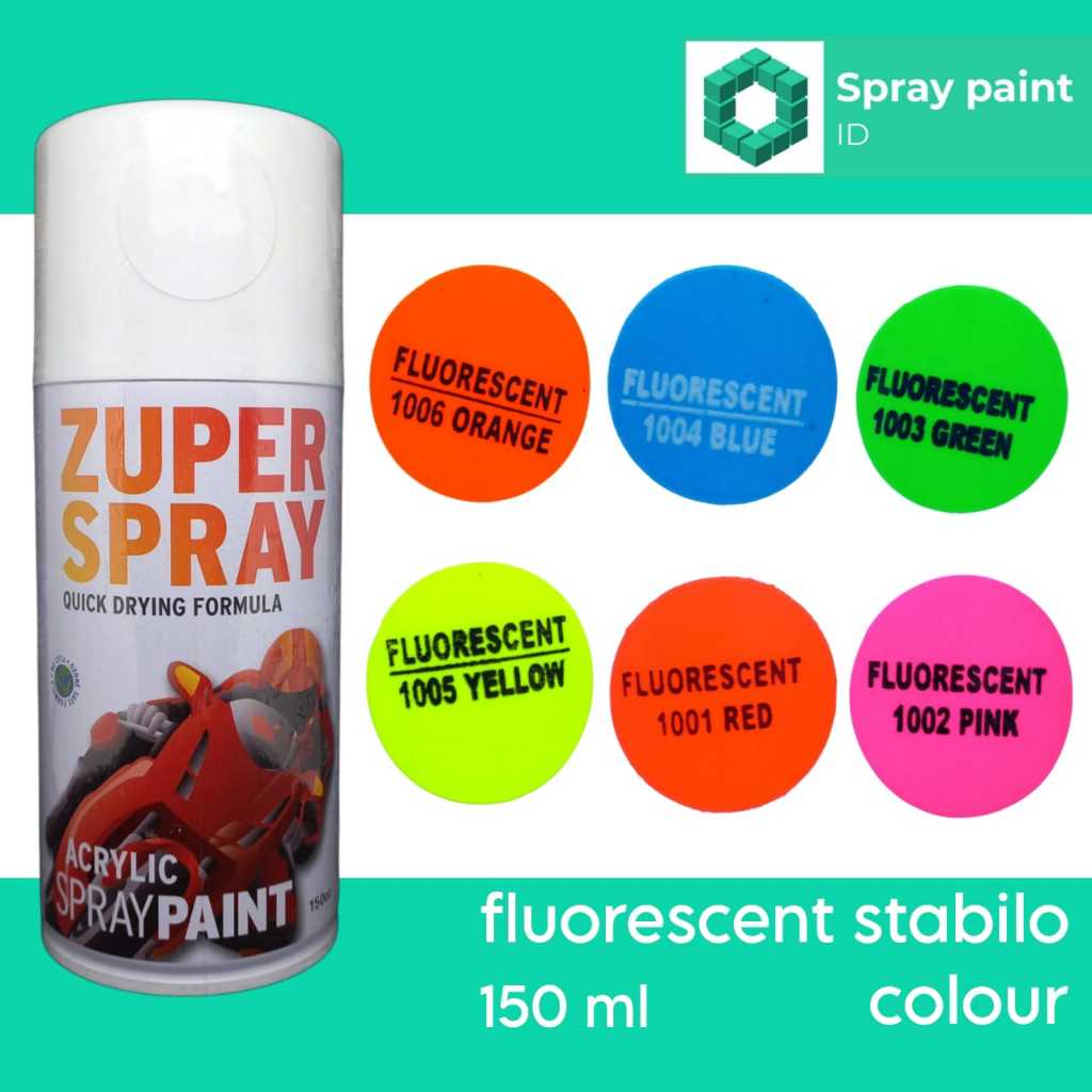 Jual ZUPER SPRAY RJ LONDON STABILO FLUORESCENT 150ML SEMUA WARNA YELLOW ORANGE GREEN PINK RED ...