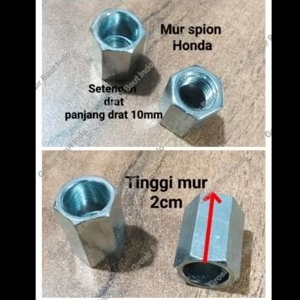 Jual GB Mur Spion Honda / Mur Sambungan Spion Honda pendek drat ...