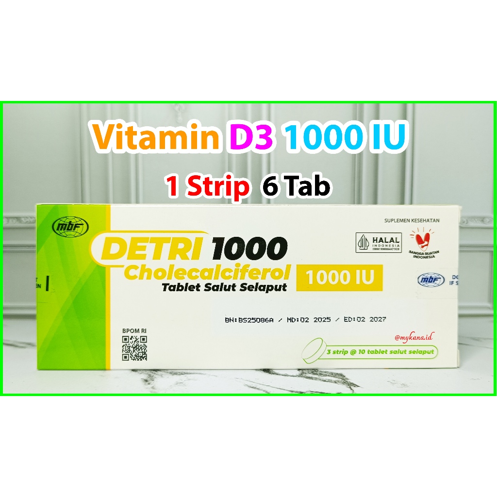 Jual DETRI 1000 1 Strip 6 Tab Vitamin D3 1000 IU (Cholecalciferol 25 ...