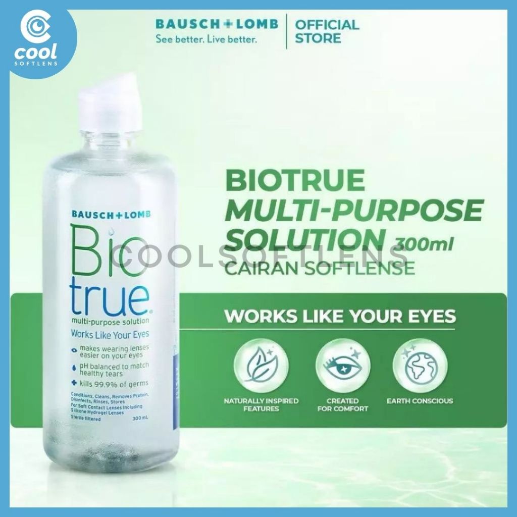 Jual Air Softlens BIO TRUE 300ml By Bausch + Lomb / Cairan Softlens ...