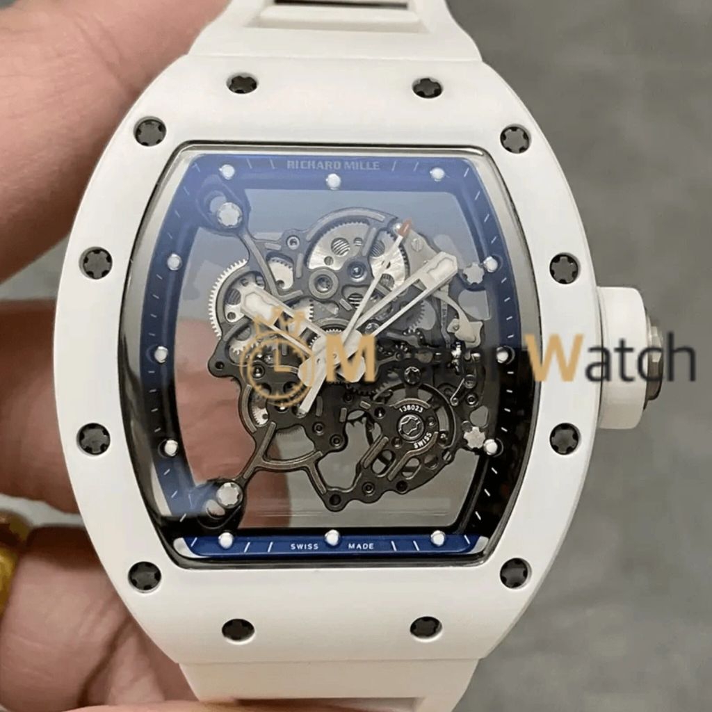 Jual RichardMille Bubba Watson White Ceramic Skeleton Dial White Rubber ...