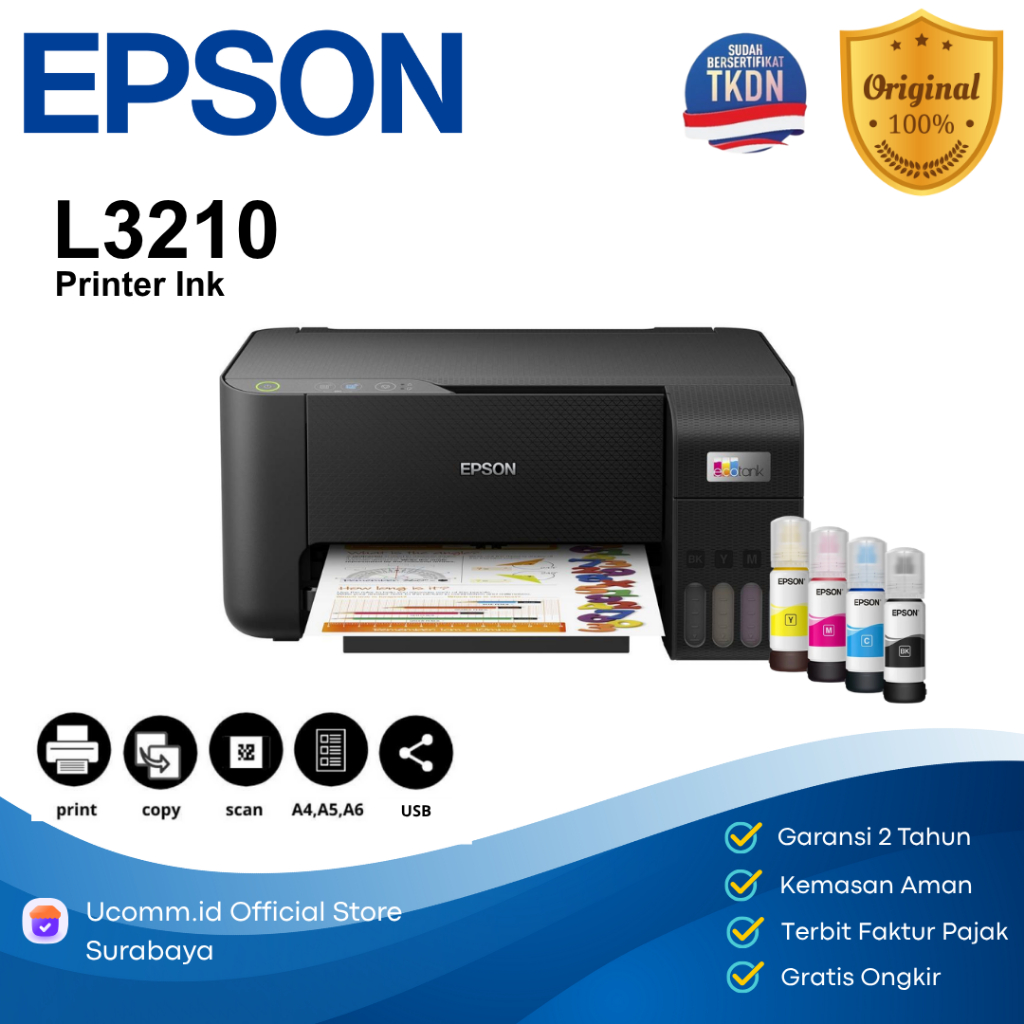 Jual Printer Epson L3210 L-3210 L 3210 3 IN 1 Pengganti Epson L3110 Print Scan Copy A4 All in ...