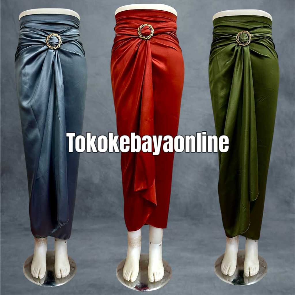 Jual Rok lilit polos satin premium Free ring | rok lilit wrap skrit ...